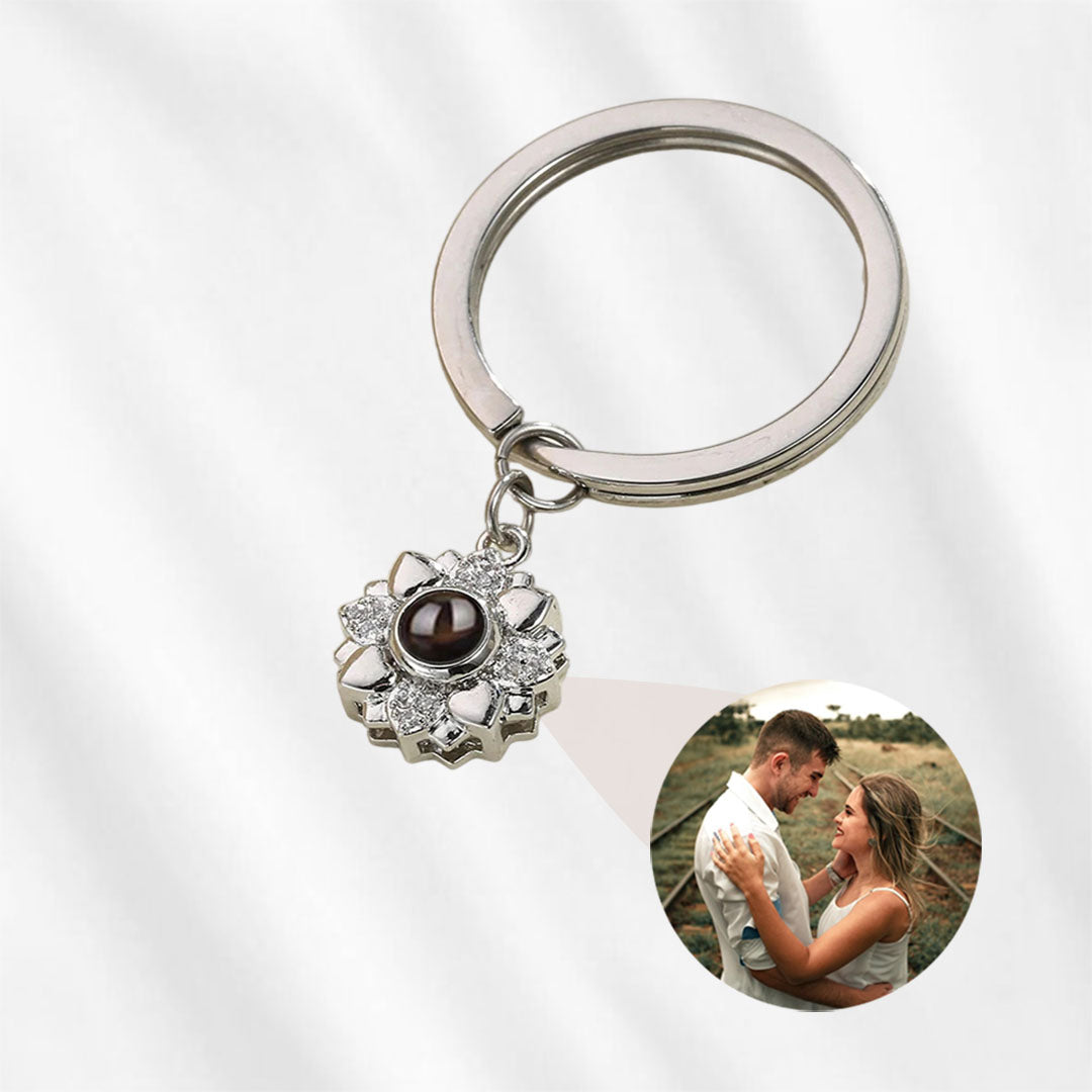 Hidden Picture Keychain Sterling Silver Flower – Customodish
